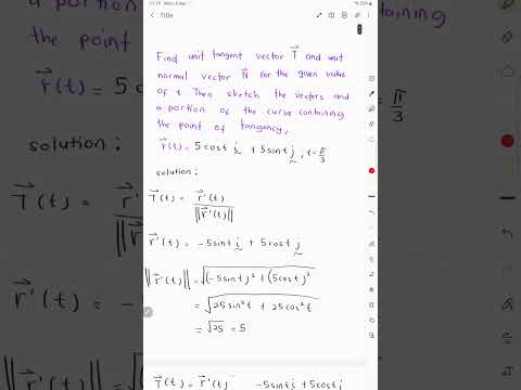 vector calculus-sketch unit tangent vector&unit normal vector - YouTube