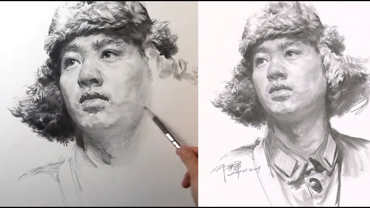 Drawing a Portrait of young man - YouTube