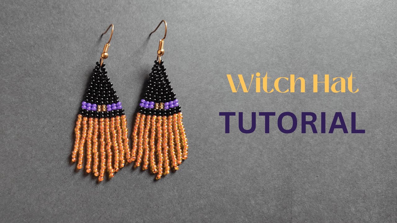 Easy beading tutorial on how to make witch hat beaded earrings, diy ...