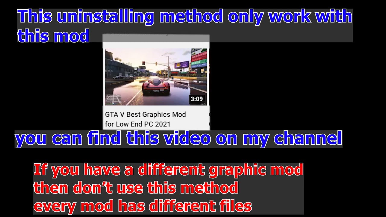 How to Safely Uninstall GTA V Graphic mod(Without deleteing mods folder ...