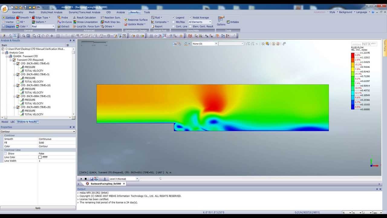midas NFX - CFD: Backward facing step Re5000 - YouTube