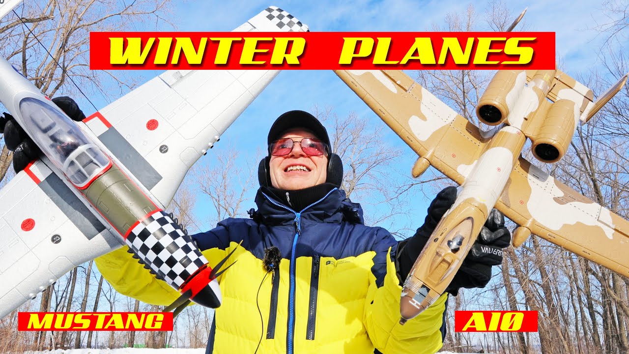 Winter Snow Planes - FMS Mustang & E-Flite A10 - YouTube