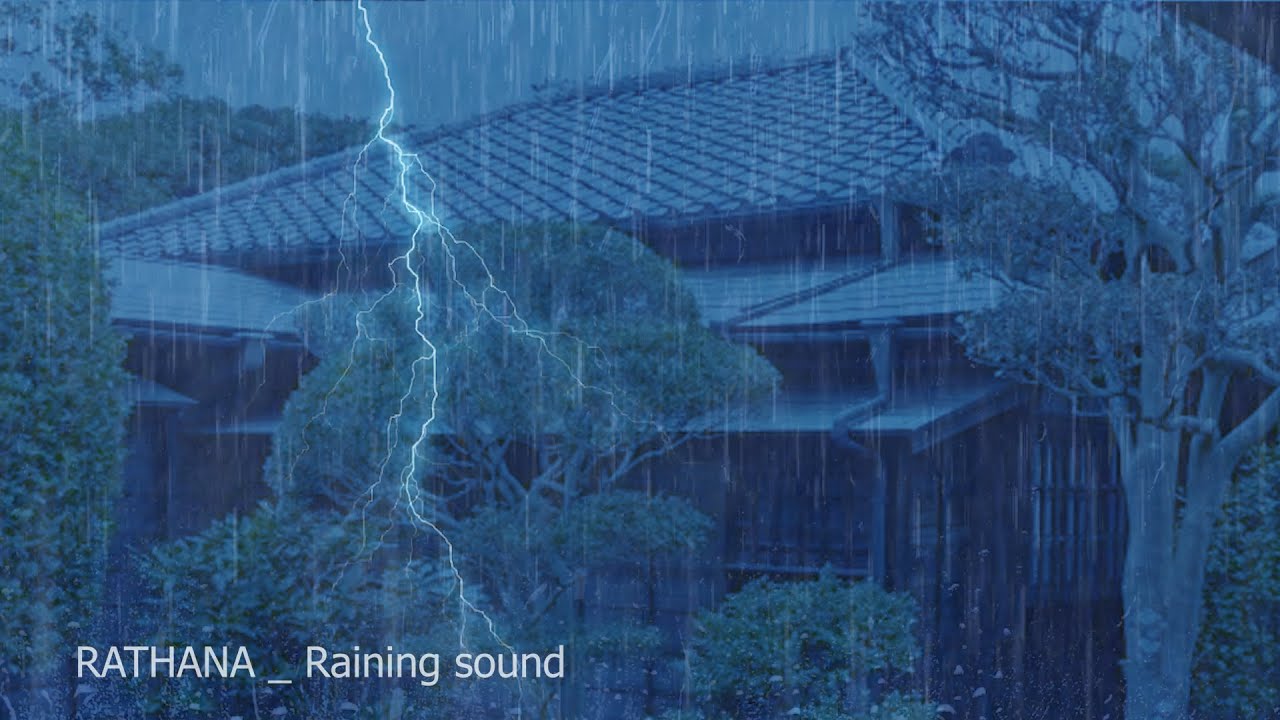 Sleep with Rain & Thunderstorm Sounds inside on a tile roof in the ...