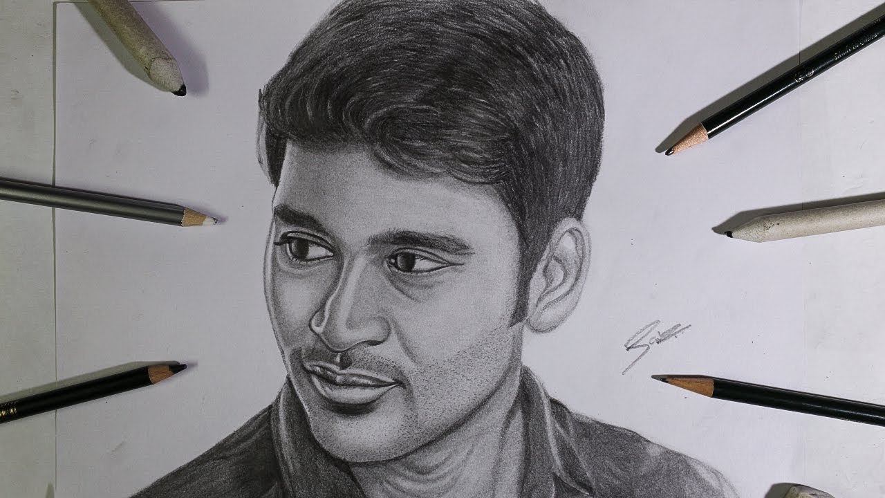 Ennai Nokki Paayum Thotta Dhanush Drawing | Pencil Sketch - YouTube