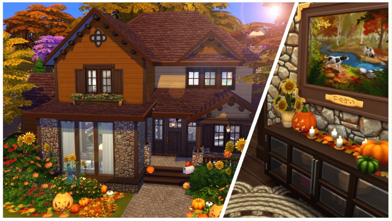 AUTUMNAL SUBURBAN || Simsie Shell Challenge || The Sims 4: Speed Build ...