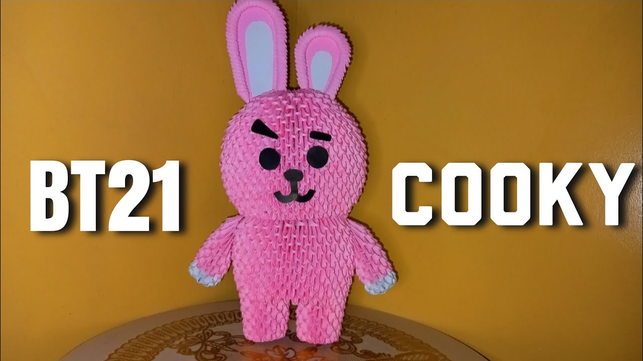 How to make BT21 Cooky 3D Origami - YouTube