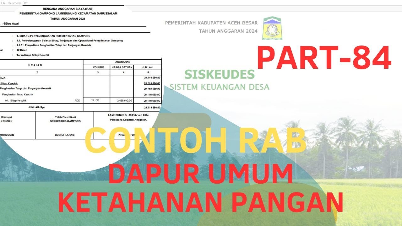 CONTOH RAB DAPUR UMUM KETAHANAN PANGAN SISKEUDES 2024 - YouTube