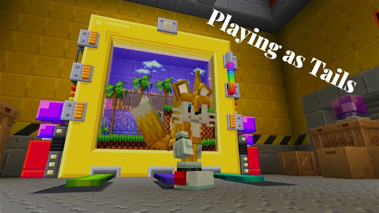 Playing as tails in Minecraft Sonic DLC - YouTube