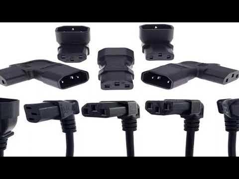 IEC60320 C13 Angle Converter Angle Extension Cable C13 to C14 PDU Angle Power Cables Male - YouTube