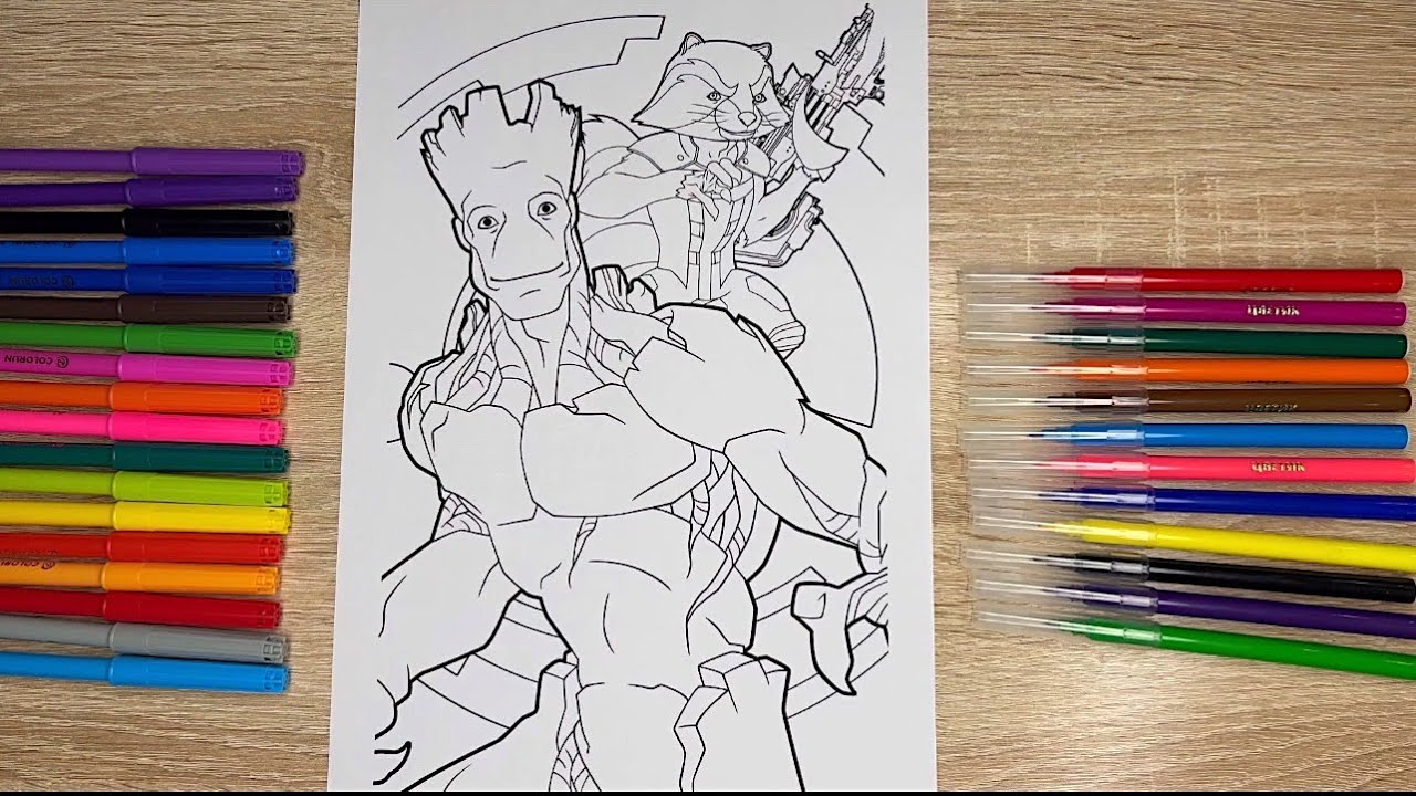 Rocket and Groot Coloring Pages / Guardians of the galaxy Coloring Book ...