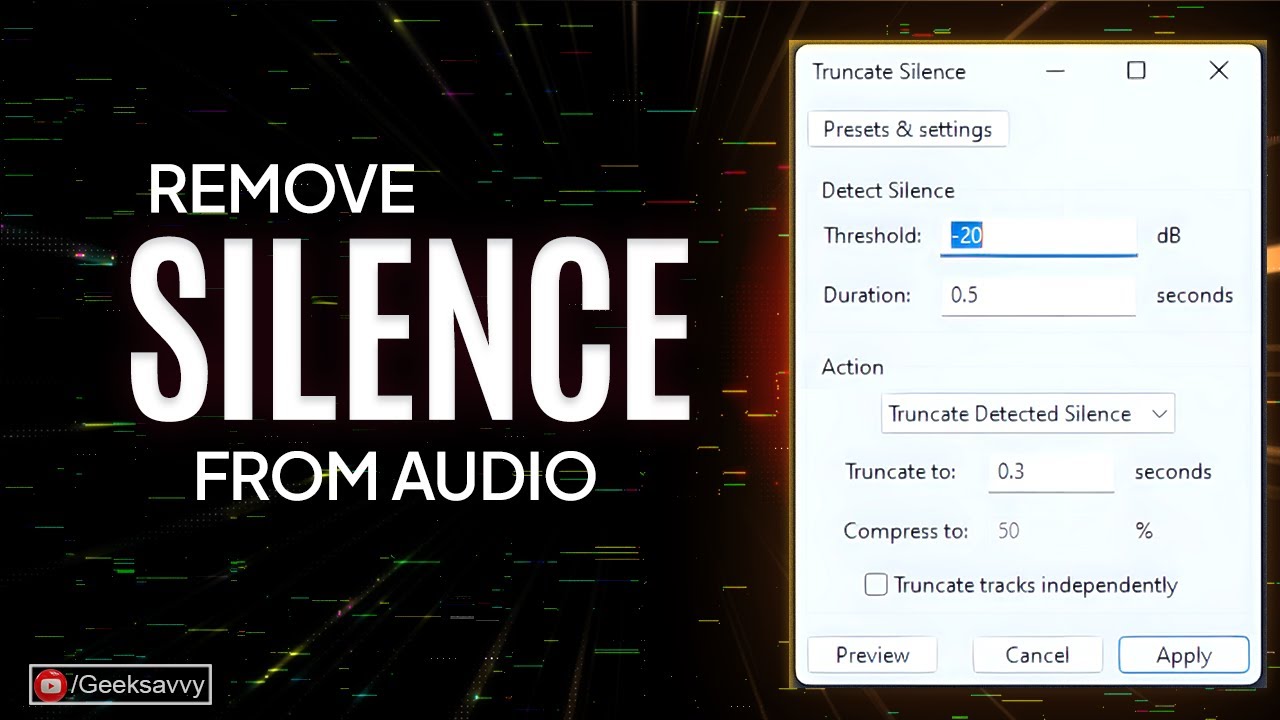How to Remove Silence from Audio? Audacity: Truncate Detected Silence | Geek Savvy - YouTube