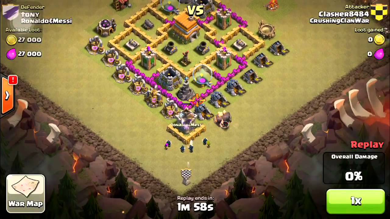 TH6 and TH7 Clan War attack strategy: Giants and Wizards - YouTube