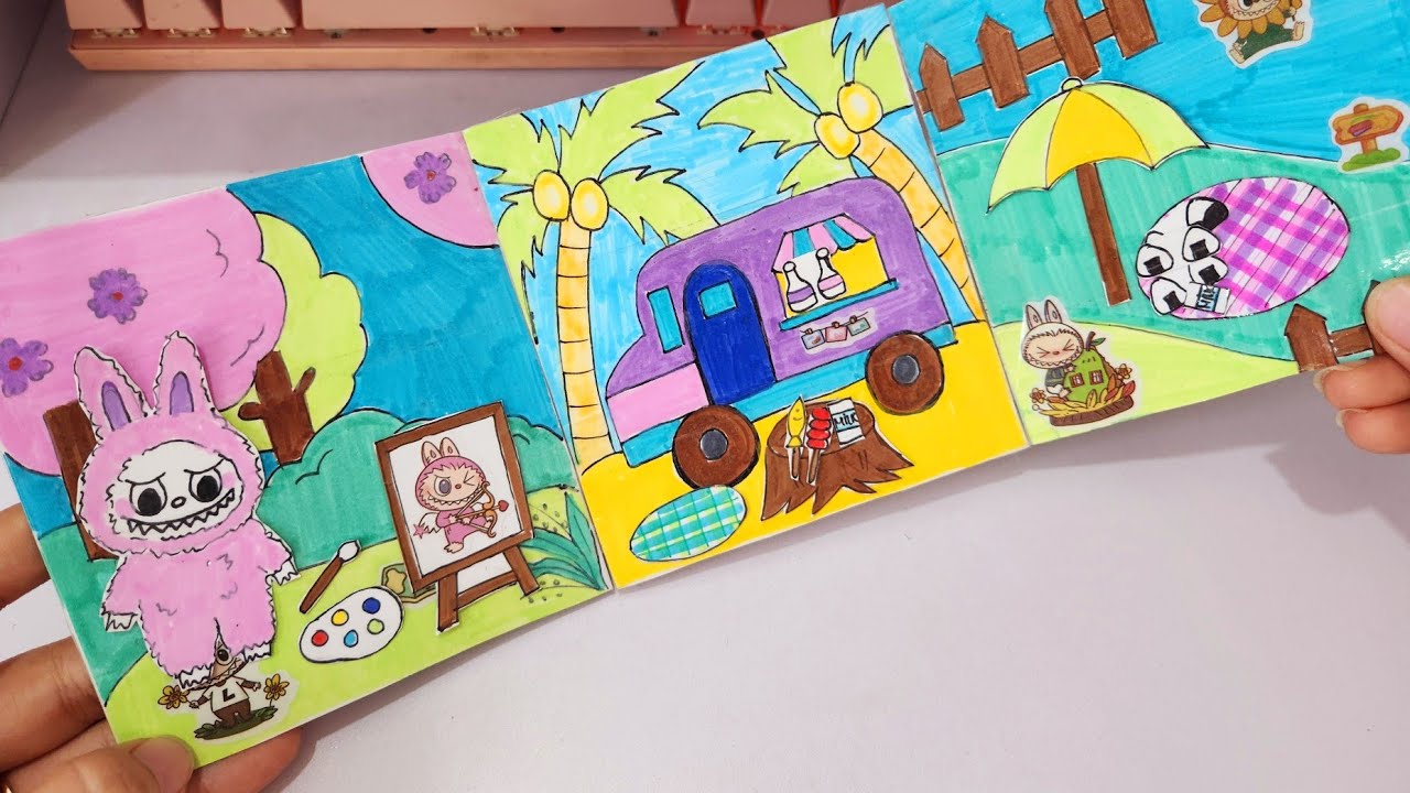 Paper DIY Labubu book/ Labubu goes camping #amichannel #diy #craft # ...