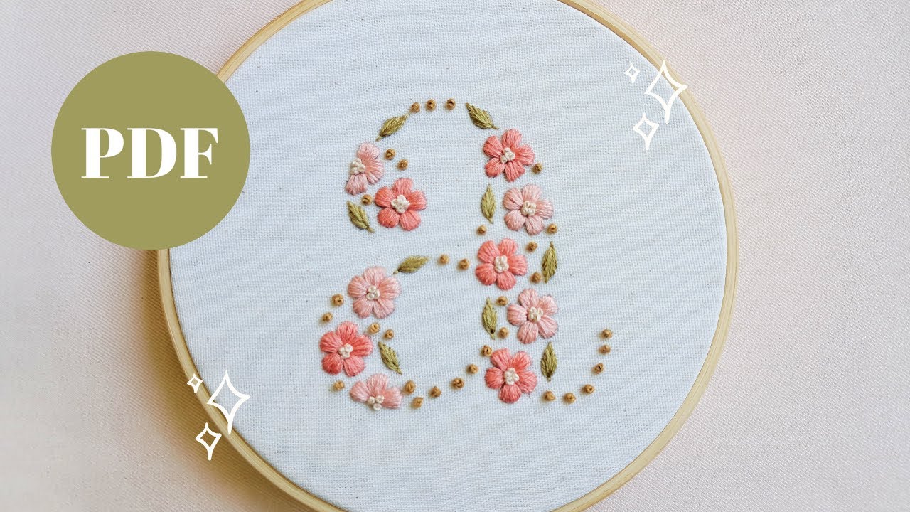 Embroidery | Initial Flower Pattern - YouTube