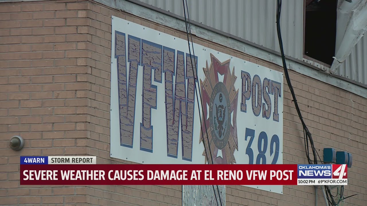 Severe weather damages El Reno VFW post - YouTube