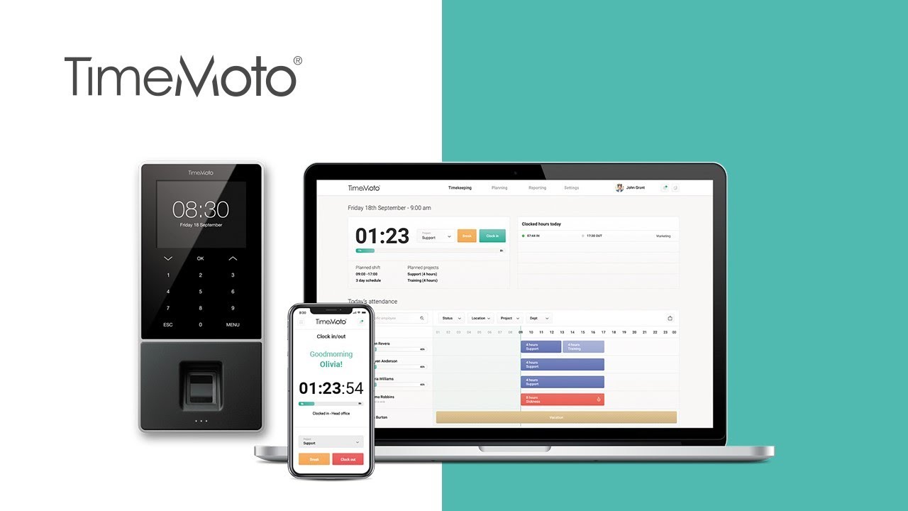 TimeMoto Clocking-in Devices - YouTube