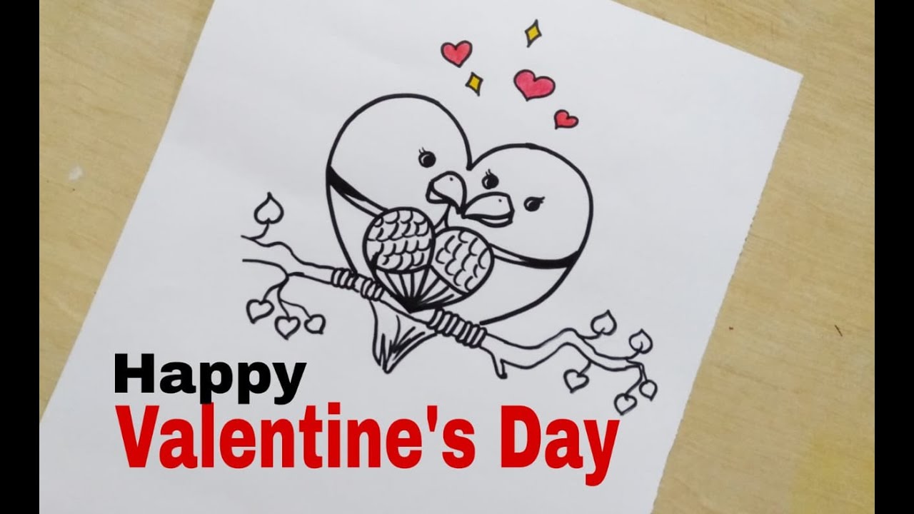 Valentine's Day Drawing 2021Step by step/Valentine day ड्राइंग /हार्ट ...