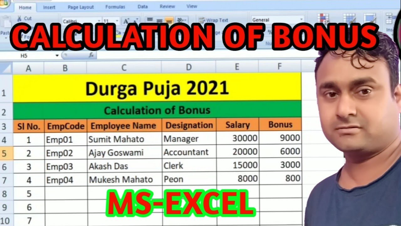 Calculation of Bonus । Excel Practice । Logical Function in Excel ...