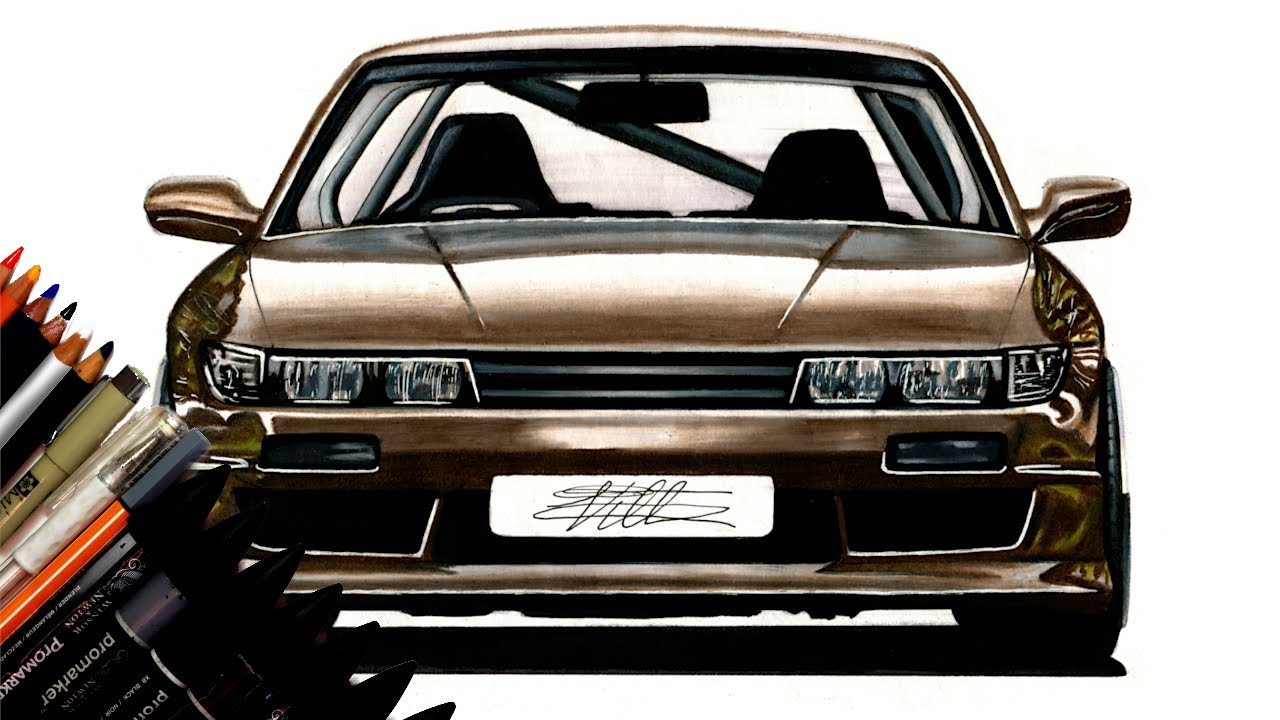 Realistic Car Drawing - Nissan Silvia S13 - Time Lapse - Drawing Ideas ...