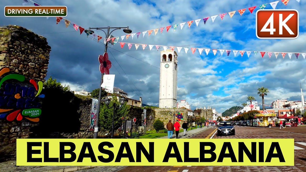 ELBASAN, ALBANIA DRIVING - ELBASANI PRAG FESTE DITA VERES 2024 [4K HDR ...