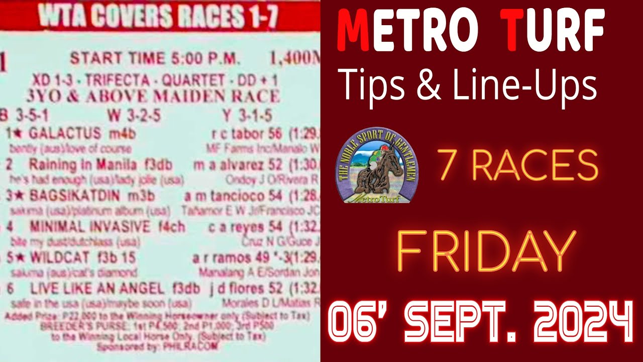 MMTCI LIVE RACING TIPS FOR FRIDAY SEPTEMBER 6, 2024 | 5:00 PM START | 7 ...