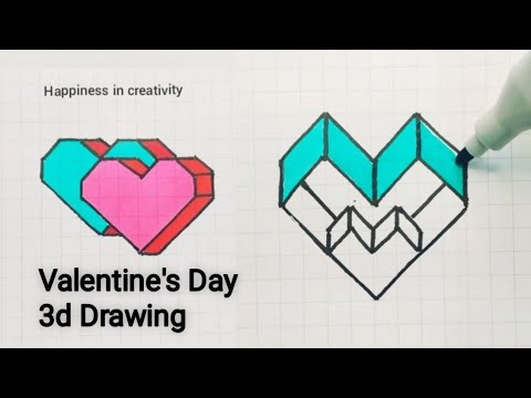 How to Draw 3D Heart | Easy 3D Drawing for Beginners | 3D Illusion ...