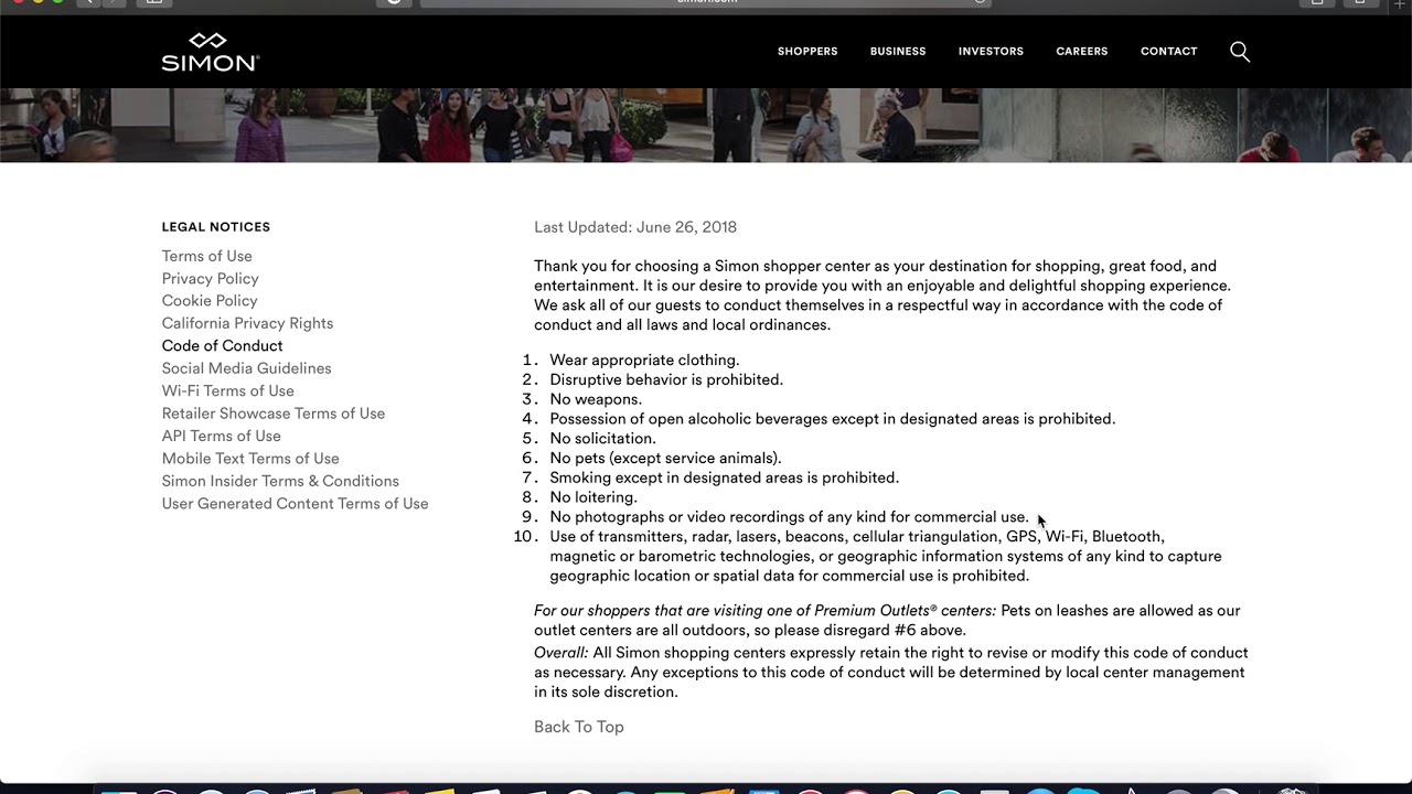 Simon Property Group Has a New No Photography and Video Recordings ...