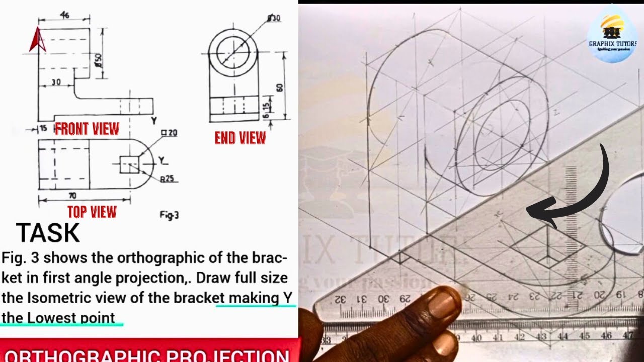 How To Assemble views OF A BRACKET FROM Orthographic To Isometric ...