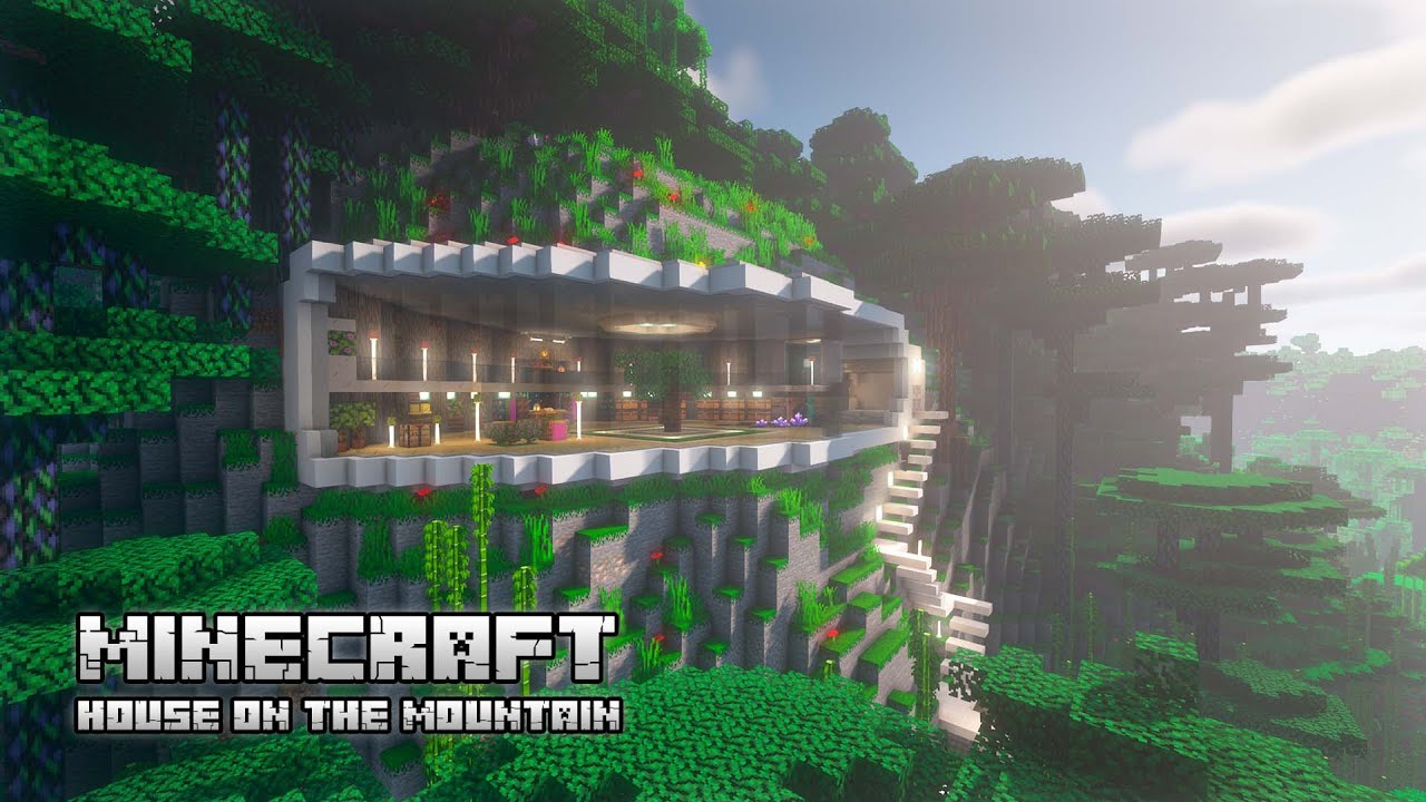 Building a Modern Mountain House in Minecraft 4K – Stunning Cliffside ...