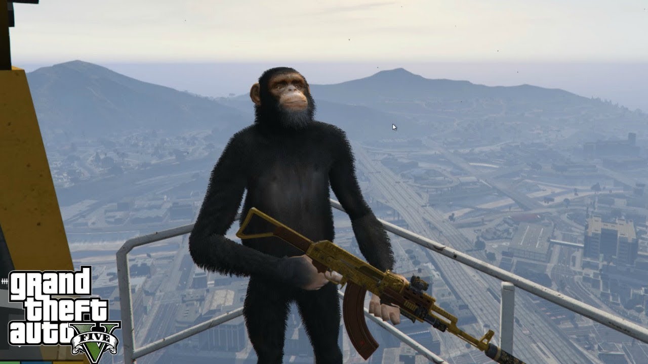 Gta 5 franklin become a crazy monkey. - YouTube