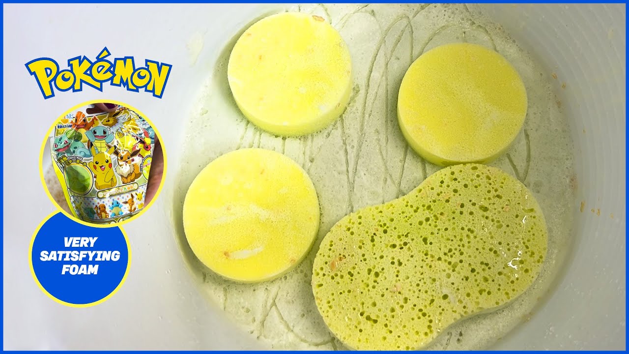[ASMR] SQUEEZING SPONGES WITH POKEMON SURPRISE - VERY SATISFYING FOAM ...