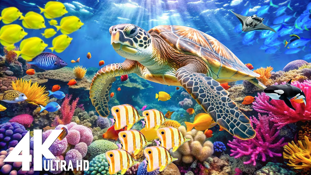Under Red Sea 4K -Beautiful Coral Reef Fish in Aquarium, Sea Animals ...
