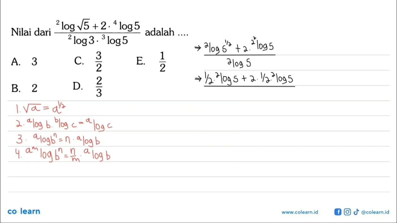 Nilai Dari 2 Log Akar 5 2 4 Log 5 2 Log 3 3 Log 5 Adalah nilai-dari-2-log-akar-5-2-4-log-5-2-log-3-3-log-5-adalah