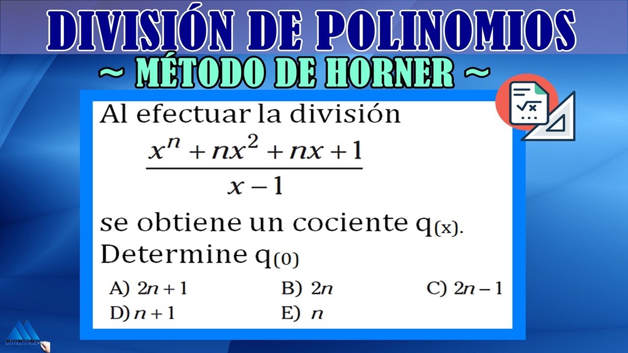 Método de Horner División de polinomios | Problema resuelto - YouTube