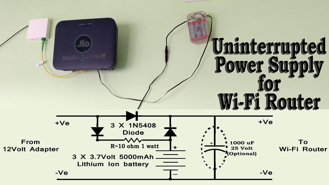 simple ups / uninterrupted power supply for WiFi router - YouTube