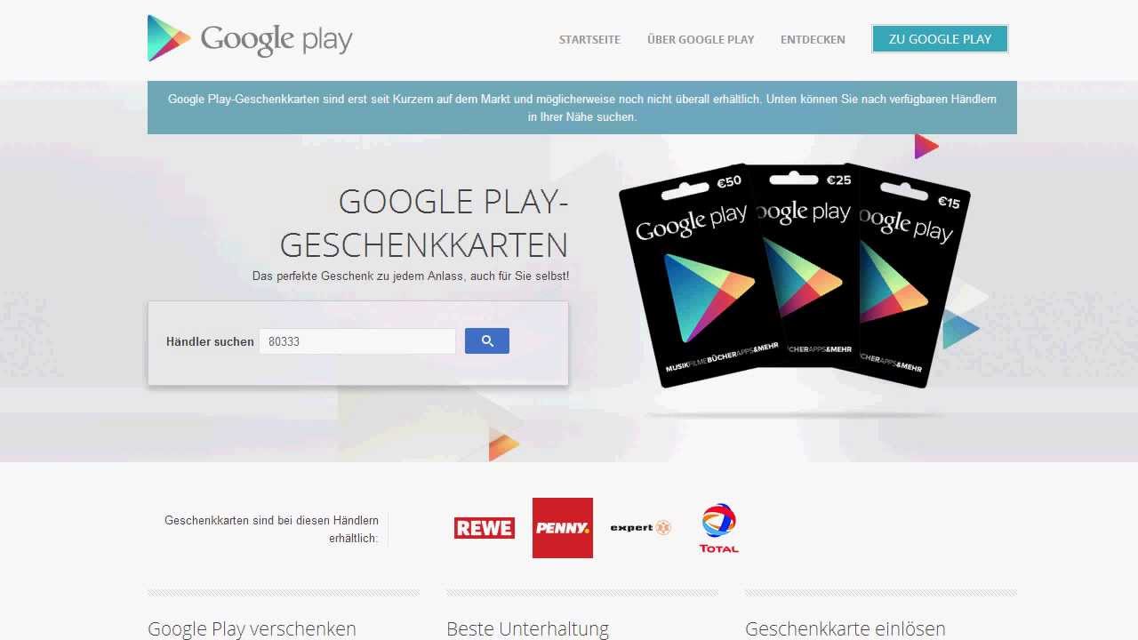 Google Play Geschenkkarten - Händlersuche online - hier gibt´s die ...