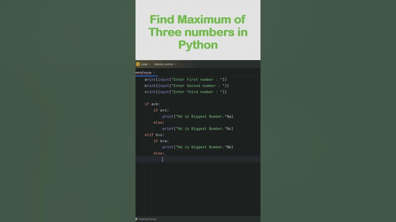 Find maximum of three given numbers in Python. #shorts #short # ...