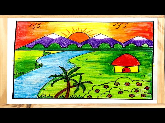 Kids Drawing Of Nature Scenery