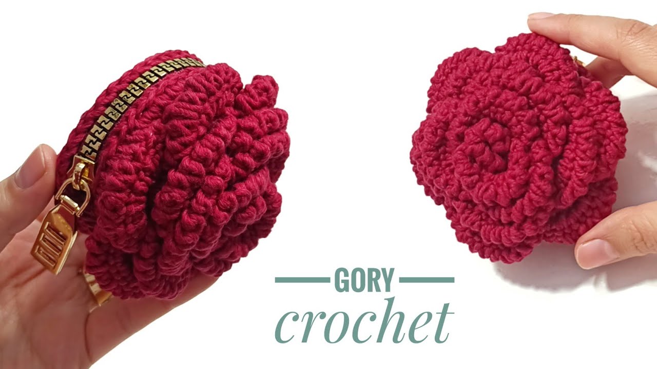 محفظه كروشيه علي شكل زهرة الجوري crochet wallet/Dompet rajutan/Кошелек ...