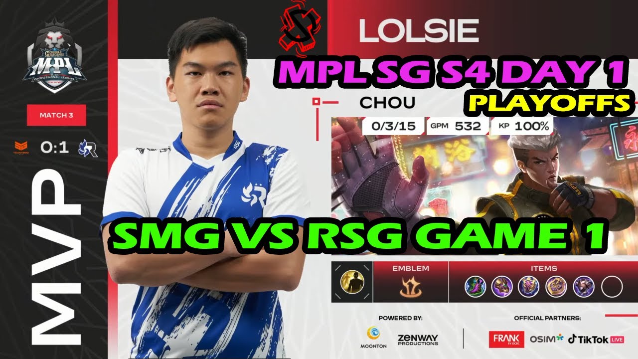 MPL SG S4 PLAYOFFS DAY 1 SMS SG VS RSG SG GAME 1 - Highlights - YouTube