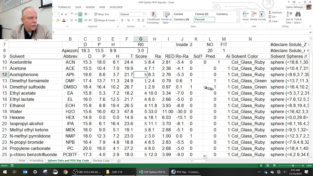 Hansen Solubility Sphere Analysis in Excel and POV Ray 5381 2019 - YouTube