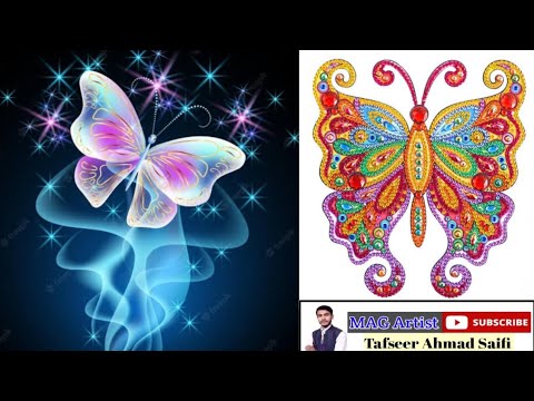 Butterfly Drawing//How to draw Easy Butterfly with Sitara and Glitter ...