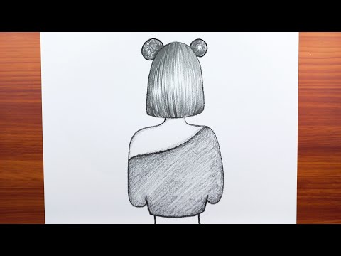 Kolay Yoldan Arkası Dönük Kız Çizimi, Arkası Dönük Kız Resmi Nasıl Çizilir, Kolay Karakalem Çizimler