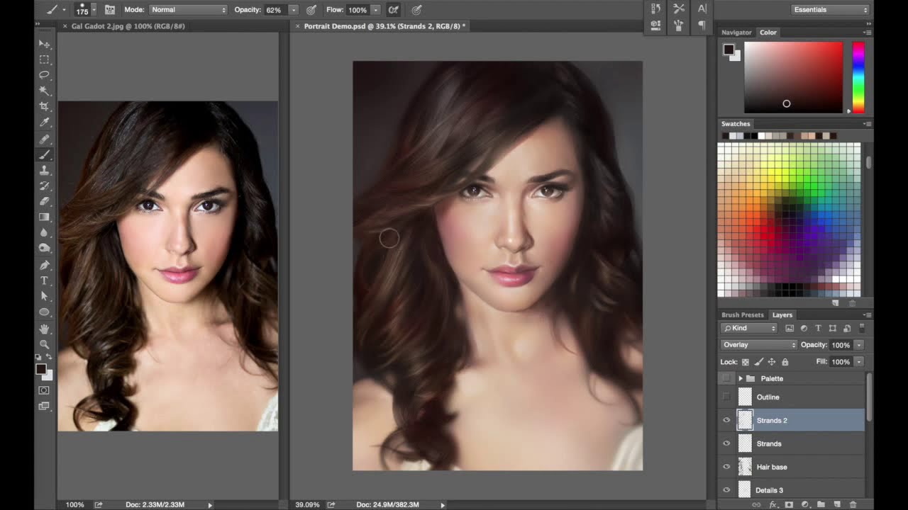 Painting Process of Gal Gadot's Hair - YouTube