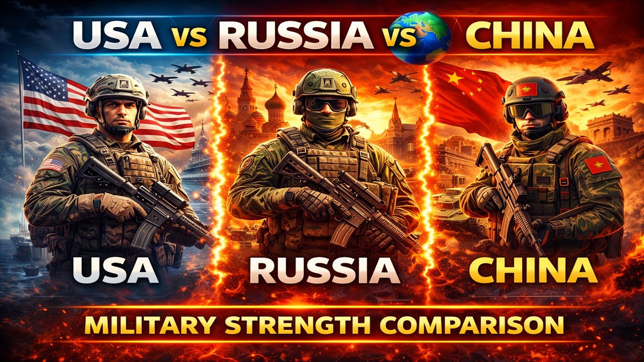 USA vs Russia vs China 🌍 Military Strength Comparison - YouTube