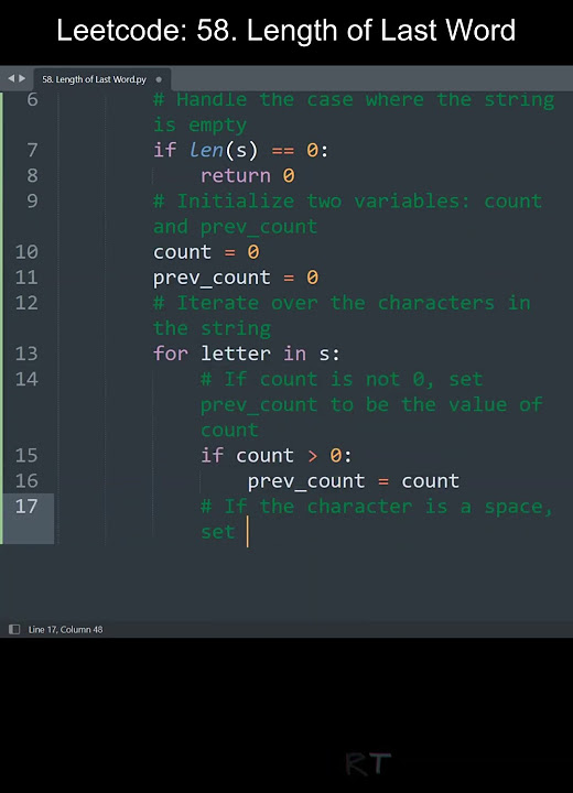 Leetcode 58 Length Of Last Word In Python Python Leetcode Python 5156