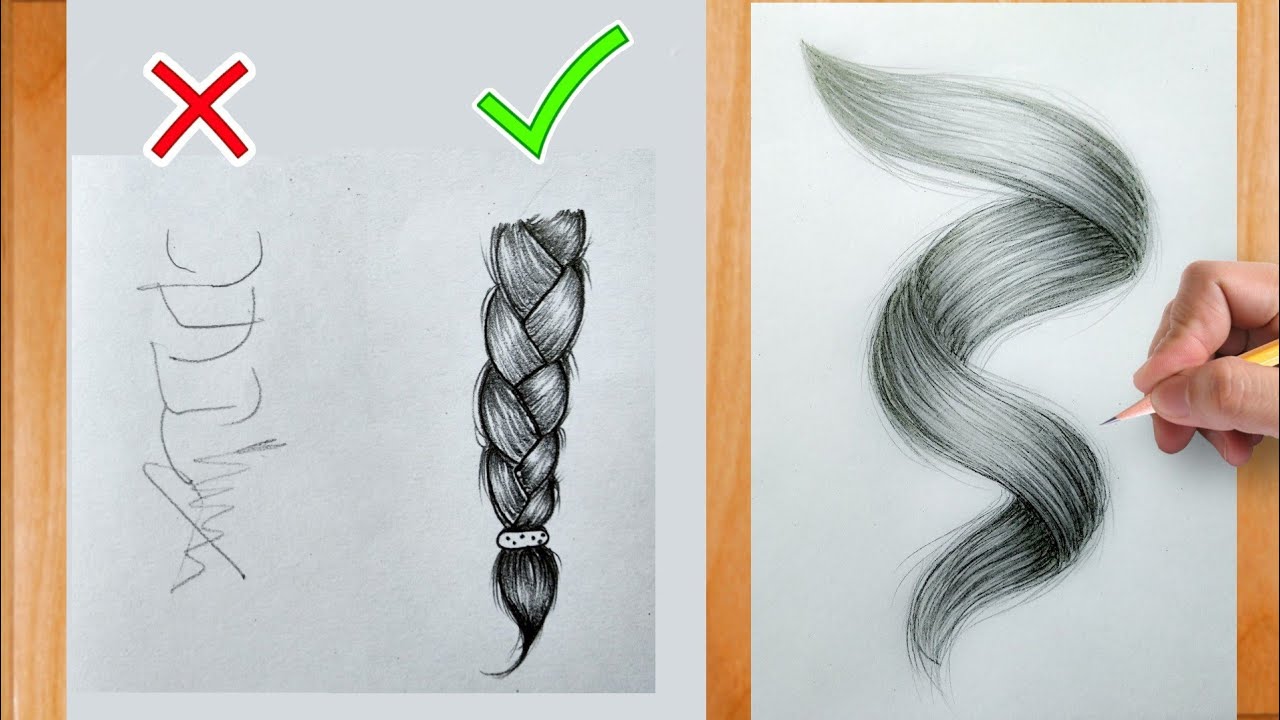 How To Draw Realistic Hair | Tutorial For Beginners | Easy Hair Drawing ...