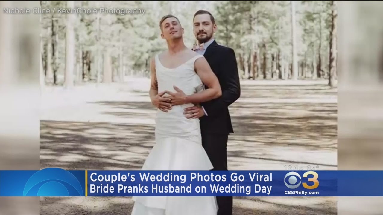 Couple's Wedding Photos Go Viral After Bride Pranks Husband On Wedding ...