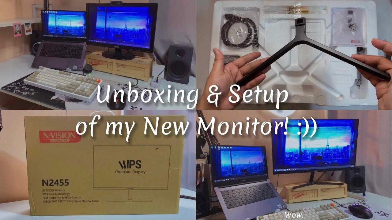 Unboxing & Setup with me of my New Monitor! (Nvision N2455 24") • (ASMR ...
