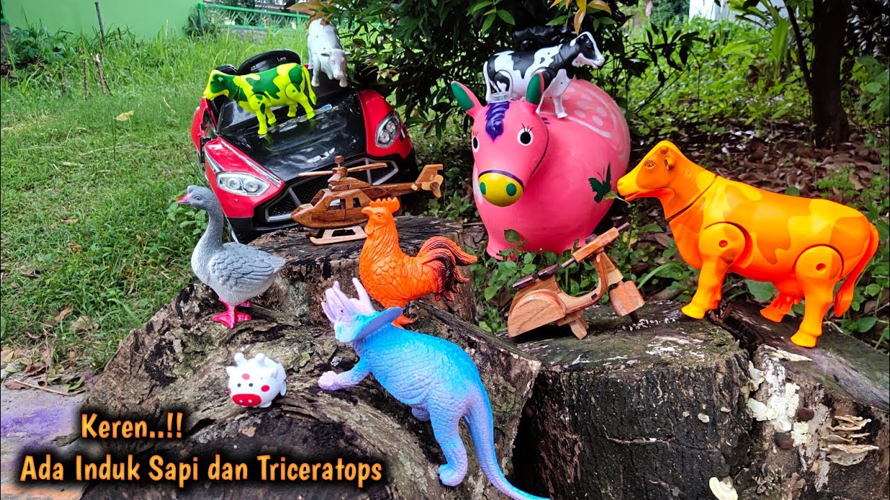 Mencari Mainan Sapi Sapi Lucu, Helikopter, Bebek, Gajah, Triceratops ...